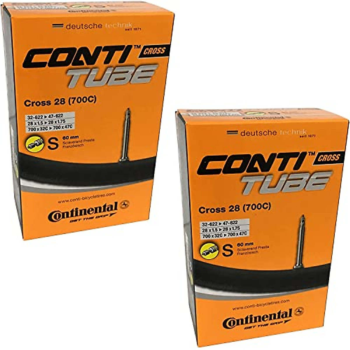Continental Cross 28" 700x32-47c Inner Tubes - 60mm Presta Valve (Pack of 2 Tubes)