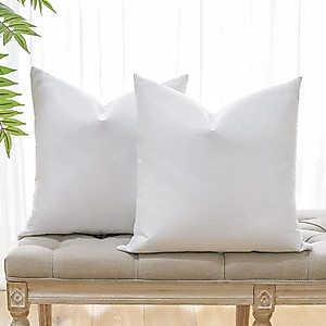 OTOSTAR Pack of 2 Down and Feather Throw Pillow Inserts, 28 x 28 Soft Fluffy Square Pillow Inserts with 100% Cotton Cover Decorative Pillows for Sofa Couch Bed-White