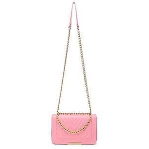 lola mae Crossbody Bags for Women Fashion Quilted Shoulder purse with Convertible Chain Strap Classic Satchel Handbag (Pink-715)