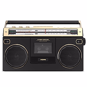 Ion Audio 1980S-Style Portable Bluetooth Boombox AM/FM Radio Cassette Player Recorder, VU Meters, USB Recording, Dual Full-Range High Bass Speakers (Gold Edition)
