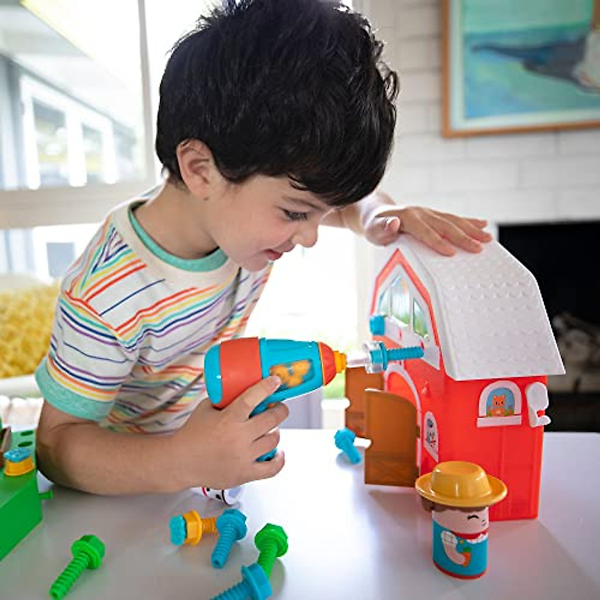 Educational Insights Design & Drill Bolt Buddies Farm Take Apart Toy with Electric Toy Drill, Preschool STEM Toy, Easter Basket Stuffers for Kids, Gifts for Boys & Girls, Ages 3+