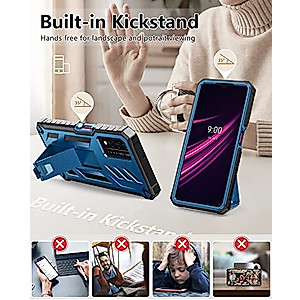 SOiOS for T-Mobile REVVL V Plus 5G Case: Built-in Screen Protector Kickstand Full Body Dual-Layer Protective Shockproof Heavy-Duty Military Grade Tough Rugged Phone Cover - Duck Blue
