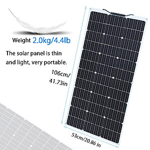 XINPUGUANG Flexible Solar Panel 100Watt 12Volt Monocrystalline Semi-Flexible for RV Boat Cabin Car Surfaces (1PCS 100W)
