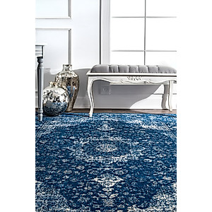 nuLOOM Paisley Verona Vintage Persian Area Rug, 4' x 6', Dark Blue