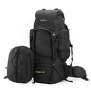 TriPole Colonel 80 Litres Internal Frame Trekking and Hiking Rucksack + Detachable Day Pack, Rain Cover, Black