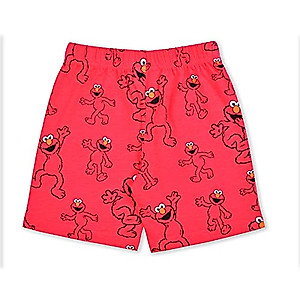 Sesame Street Elmo and Cookie Monster Boys 2 Piece T-Shirt and Short Set for Infant and Toddler- Red/Blue