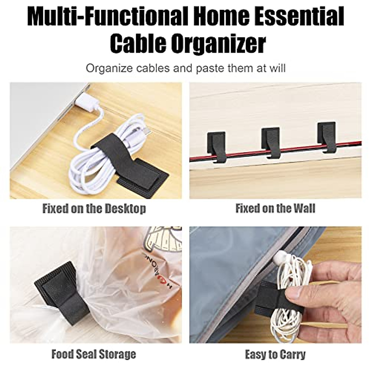 Cord Organizer for Appliances 24 PCS, Cable Manager Clamp for Small Kitchen Appliances, Used for Household and Pressure Cookers, Blenders, Coffee Machines, Toasters (Black, Gray)