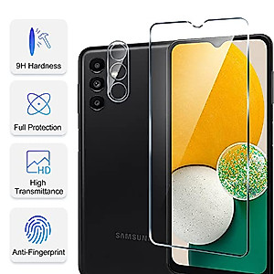 TQLGY 3 Pack Screen Protector for Samsung Galaxy A13 5G / 4G / LTE with 3 Pack Camera Lens Protector, Tempered Glass Film, 9H Hardness - HD - Bubble Free - Anti-Scratch - Easy Installation