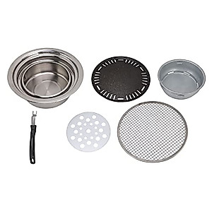 Asixxsix BBQ Charcoal Grill, Stainless Steel Non Stick Korean Grill Portable Round Carbon Barbecue Grill Camping Grill Stove for Outdoor Indoor Picnic Patio Backyard Hiking Fishing