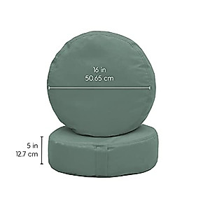 Factory Direct Partners 13925-137 16" Round Olefin Bean Floor Cushions with Handles; Indoor Outdoor Flexible Seating 5" Height (2-Pc)- Dusty Turquoise