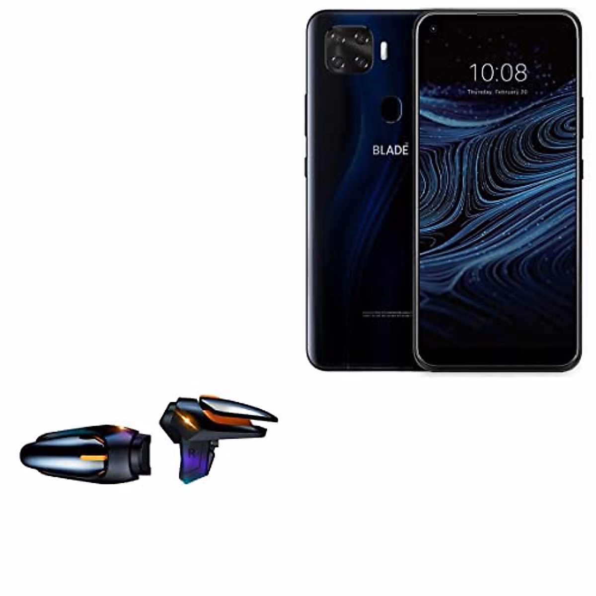 BoxWave Gaming Gear for ZTE Blade X1 5G (Gaming Gear by BoxWave) - Touchscreen QuickTrigger Auto, Trigger Buttons Autofire Gaming Mobile FPS for ZTE Blade X1 5G - Jet Black