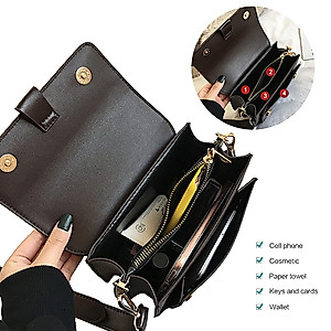 AMHDV Small Crossbody Bag for Women Retro Shoulder Bag Square Purse Handbag Fashion Flap bag (02-coffee)