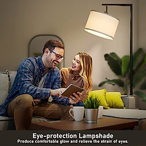 Boncoo Black Floor Lamp, Dimmable Floor Lamp for Living Room, Modern Standing Lamp with Adjustable Drum Shade, Tall Reading Light Corner Lamp Suitable for Couch, Bedroom, Office (Bulb Included)