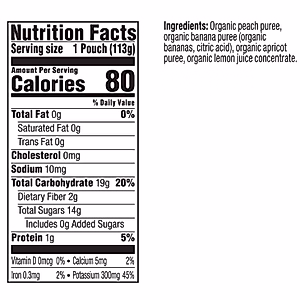 Plum Organics | Stage 2 | Organic Baby Food Meals [6+ Months] | Peach, Banana, Apricot | 4 Ounce Pouch (Pack Of 6) Packaging May Vary