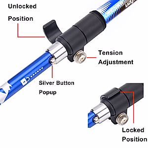 A ALAFEN Aluminum Collapsible Ultralight Travel Trekking Hiking Pole for Men and Women, Blue 1PC