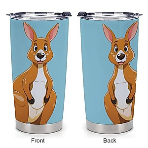 LHDGSJE Funny Cartoon Kangaroo Zoo 20 Oz Tumbler Stainless Steel Coffee Mug Reusable Travel Mug Leak-proof Large Capacity Car Cup Insulated Tumbler Fits in Car Cup Holder