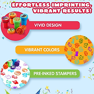 JOYIN 50 Pcs Assorted Stamps for Kids - Self-ink Stamps with 50 Designs for Birthday Party Favor, Carnival Prizes, School Stampers, Goodie Bag, Halloween, Christmas (Zoo, Holiday Stampers)
