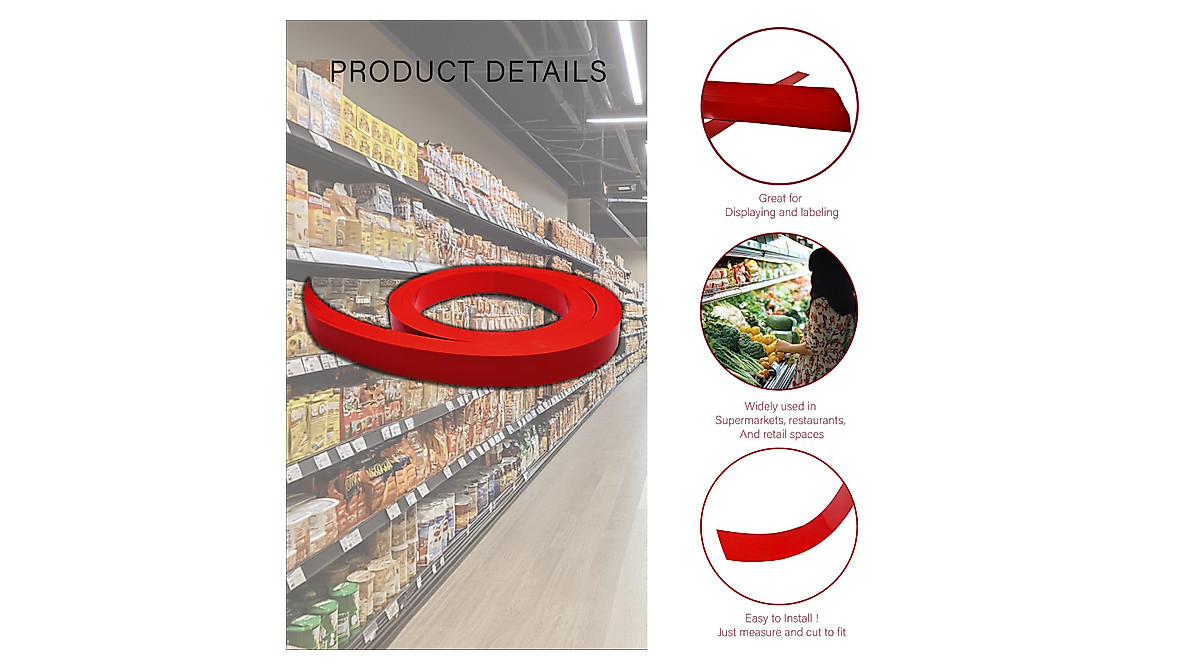 Decorative Gondola Shelving Red Vinyl Strips 48" Pack of 100