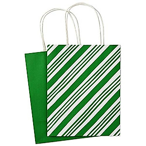 Hallmark 9" Medium Holiday Gift Bag Assortment (Pack of 12, Solids and Prints in Red, Green, Blue) Paper Gift Bags with Christmas Trees, Stripes, Polka Dots