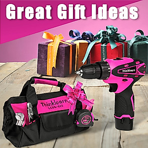 Pink Drill Set for Women, 137 Piece Hand and Power Tool Set with 12V Cordless Drill, Home Tool Kit for DIY, Necessities for Daily Decoration and Maintenance, As a Creative Gift for Ladies