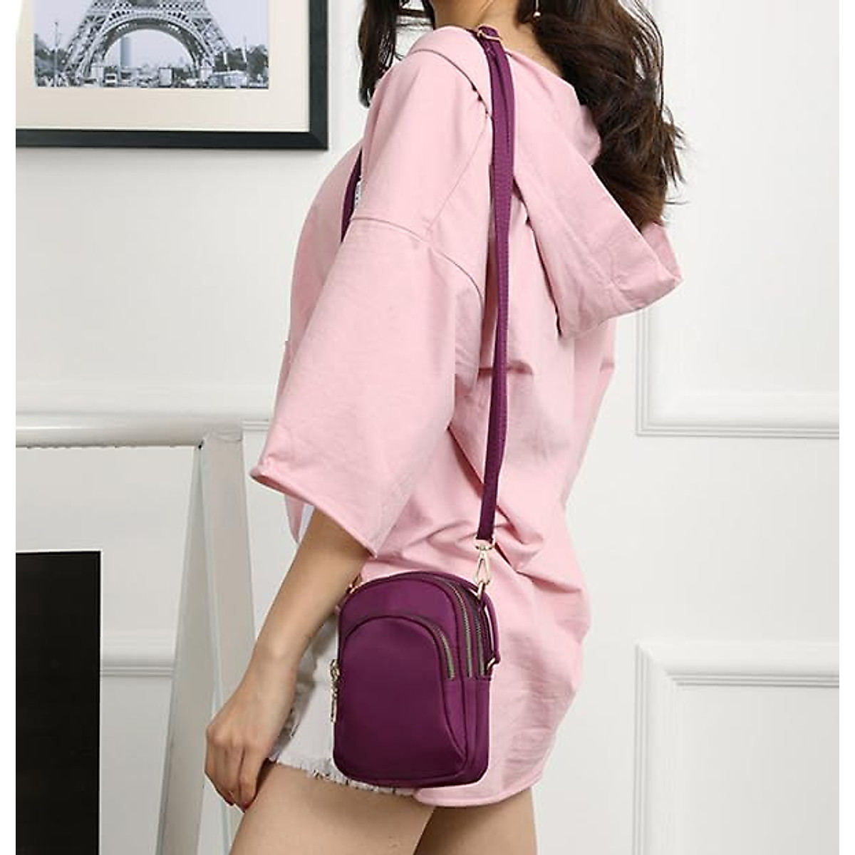 Toniker Nylon Multi-Pockets Small Crossbody Bags Cell Phone Purse Smartphone Wallet for Women with Handy Carry