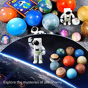 Solar System Planets Toys for Kids, STEM Educational Sensory Toys for Autistic Children Non-Toxic, Space Astronaut Slime Ball Alien Monster Toy Set with Mesh Storing Bag for 3-5-8-10 Boy Girls