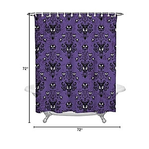 BestLives Halloween Shower Curtain 72 x 72 Inches Haunted Mansion Ghost Purple Bath Curtain Waterproof Polyester Fabric Bathroom Curtain with 12 Hooks-L8