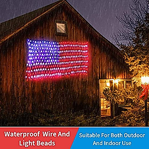 American Flag Lights 420 Super Bright LEDs, MZD8391 Waterproof LED US Flags Light for 4th of July Decorations, Memorial Day, Independence Day, Garden, Yard, Holiday, Party, Christmas Decorations