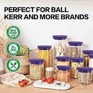 Wide Mouth Mason Jar Lids - Large Mouth Canning Lids Fit for All Wide Mouth Mason Jars,Food Grade Silicone Mason Jar Caps,Dishwasher Safe,Leak Proof Reusable Lids