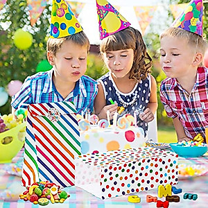 Vammy 24 Pieces Rainbow Party Favor Paper Bags, Food Safe Kraft Paper Gift Bags Sweet Candy Goodie Treat Bags with 24 Stickers for Birthday Party Wedding Christmas, 5.1 x 3.1 x 9.4 Inch