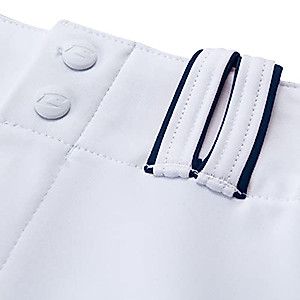 CHAMPRO Youth Triple Crown OB2 Open-Bottom Loose Fit Baseball Pants with Adjustable Inseam and Reinforced Sliding Areas , white,navy, Medium