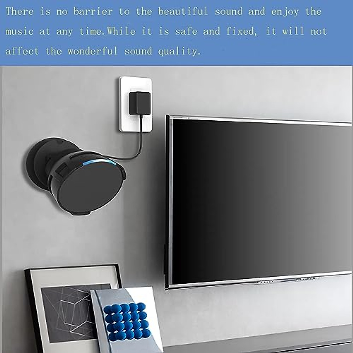 AdteMp Compatible with Echo Pop Holder,Wall-Mounted Echo Pop with Integrated Cable Management,Echo Pop Stand Mount, Speaker Accessories Rack (Black)