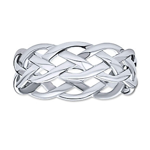 Simple Criss Cross Weave Woven Braided Band Rope Twisted Cable Eternity Wedding Band Ring For Women Teens .925 Sterling Silver 6MM
