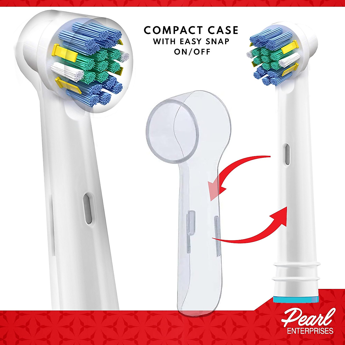 Replacement Brush Heads Compatible with Oral B Floss Action, Oral-B Braun 4 Pack + 4 Bonus Cover Cap. Compatible w/Vitality Floss Action, Oral-B 7000, 9000, Pro 1000, Kids