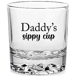 Daddy's Sippy Cup Whiskey Scotch Glass 10oz, Unique Gag Gifts for New Dad, Funny Birthday Retirement Father ‘s Day Christmas Gift for New Dads Father Husband Papa from Daughter Son Kids