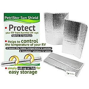 PetriStor 16 X 25 Sun Shield RV Reflective Door Window Cover Helps Protect Your RV from Harmful UV Rays and Regulates RV Temperature White
