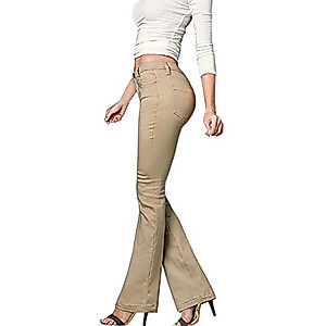 Hybrid & Company Women's Skinny Bootcut Stretch Pant P31699BLX Beige/Khak 20