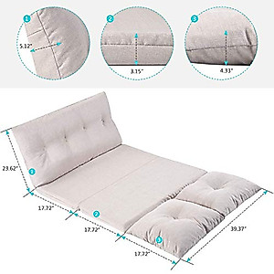 Harper & Bright Designs Floor Sofa Adjustable Lazy Sofa Bed, Foldable Mattress Futon Couch Bed, Beige
