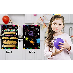 shupai Paintball Themed Birthday Party Invitations(25 Invitation + 25 Envelopes), Kids Birthday Invitations(H10H)