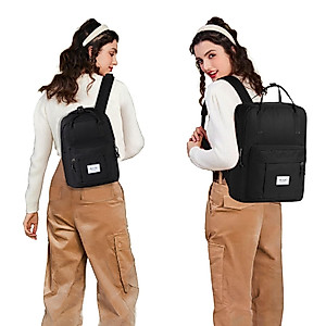 Backpack for Women, Chasechic Lightweight Cute School Bookbag for Teen Girls Hiking Casual Aesthetic Daypack Black