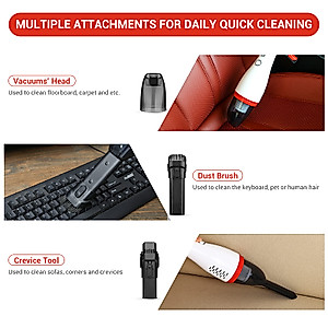 DEKOPRO Car Vacuum Cleaner, Portable & Handheld Cordless Mini Car Vacuum with Powerful Suction Three-Layer HEPA Filter Multiple Accessories for Car Home All-Round Deep Cleaning