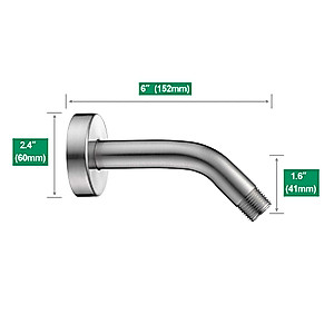 Purelux Shower Arm 6 Inch Universal Replacement Water Outlet PJ0602 Made of Stainless Steel, Brushed Nickel, Shower Arm and Flange Included
