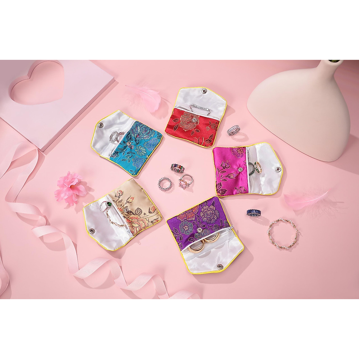 XIUQILAI Gifts for Women, 15Pcs Jewelry Bags, Small Travel Jewelry Organizer Zipper Pouch, Birthday Gifts for Women Granddaughter Grandma, Teen Girl Gifts Trendy Stuff, Mini Pouch