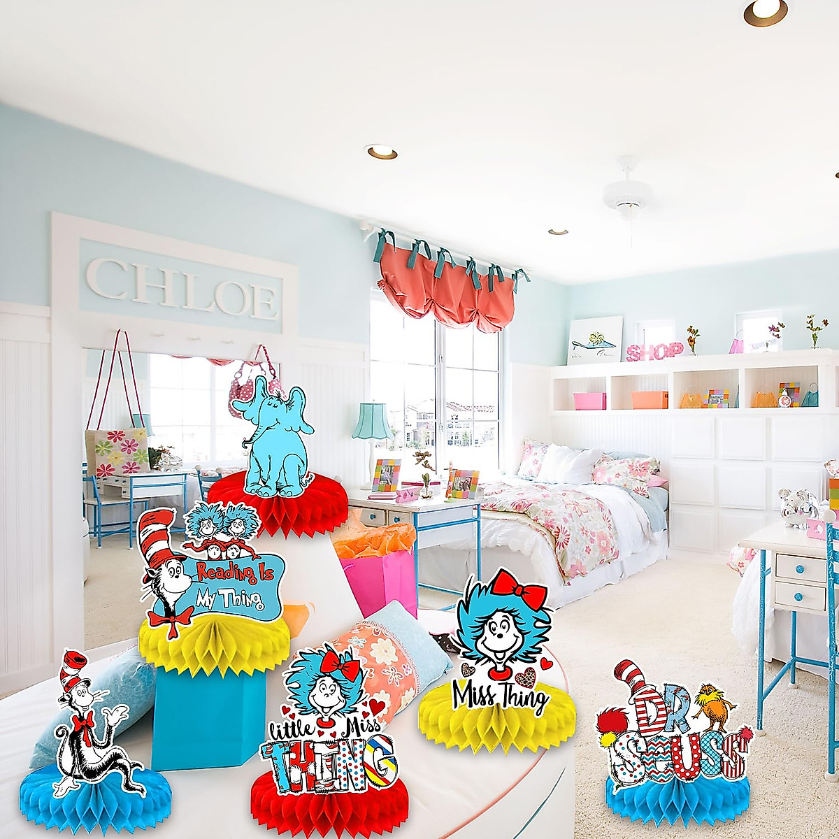 YUNKELIU Birthday Party Decorations Honeycomb Centerpieces 9Pcs Cat Theme Table Decor 3D Double Sided Table Topper Decor for Graduation Party Supplies