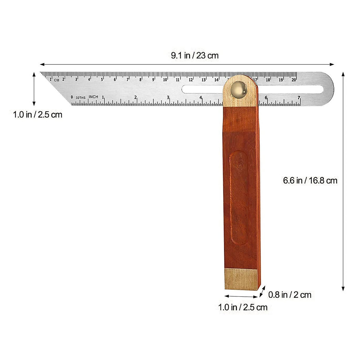 ESiiFuu 9inch Carpentry Square Try Square Adjustable Sliding Bevel Gauge Hardwood Handle Stainless Steel Blade for Craftsman Woodworking, Carpentry Square, Try Square, 9inch Carpentry Square