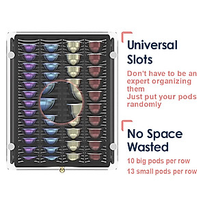 EVERIE Glass Drawer Holder Compatible with Nespresso Vertuoline Capsules, Compatible with 40 Big or 52 Small Vertuo Capsules, NP03-BL