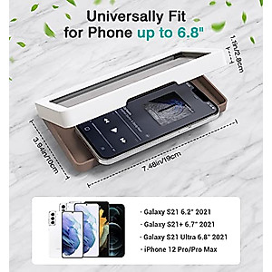 MoKo Shower Phone Holder, Waterproof Phone Wall Mount for Bathroom Bathtub Kitchen with Touchable Screen Wall Stickers Fit with iPhone 14/14 Pro, Galaxy S21, Smartphone up to 6.8", White & Chocolate