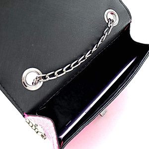 Trendeology Glossy Crocodile Print Vegan Leather Twist Lock Small Boxy Crossbody Clutch Bag