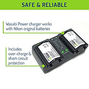 Wasabi Power Battery (2-Pack) and Dual Charger for Nikon EN-EL18d and Nikon Z9, D4, D4S, D5, D6, D850 (with adapters/Grips)