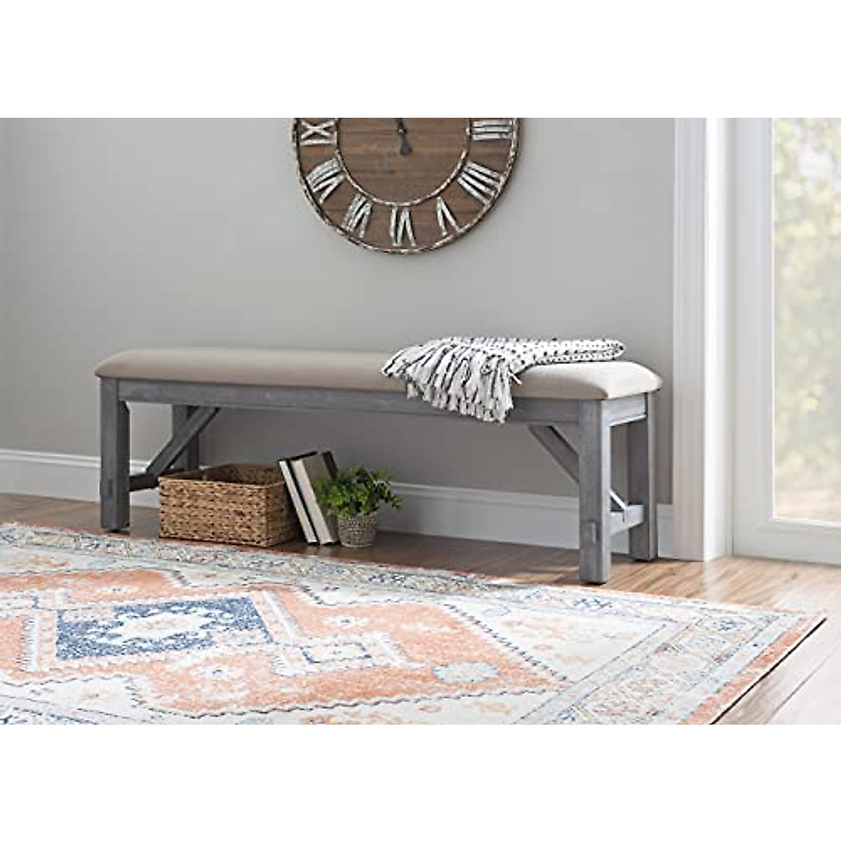 Powell Turino Dining Bench, White, 60" x 15-3/4" x 19-7/8"